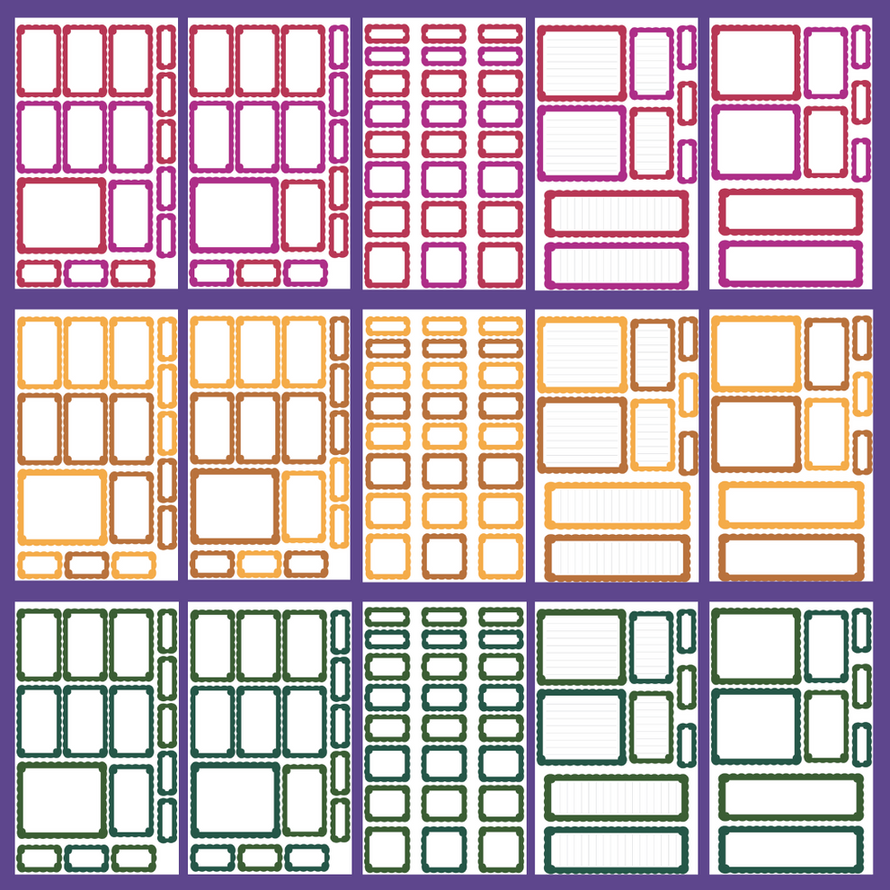 Jewel Tone Scalloped Boxes Sticker Book – Mojo_JojoPlans