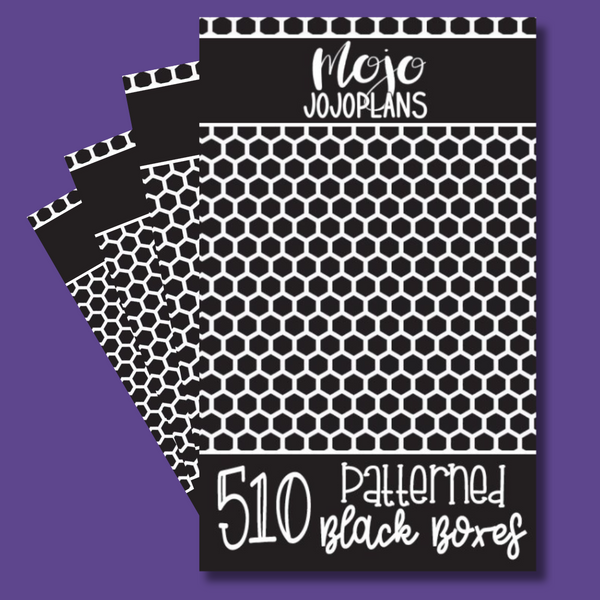 Patterned Black Boxes Sticker Book – Mojo_JojoPlans