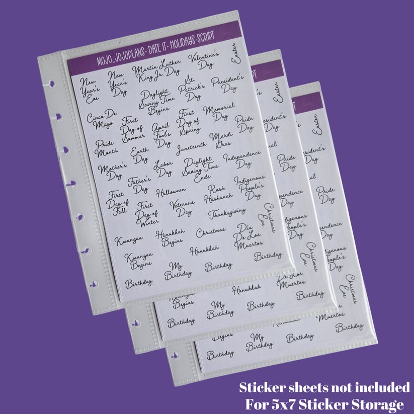 5x7 Refill Pack-Sticker Storage Pockets (10 sheets) – Mojo_JojoPlans